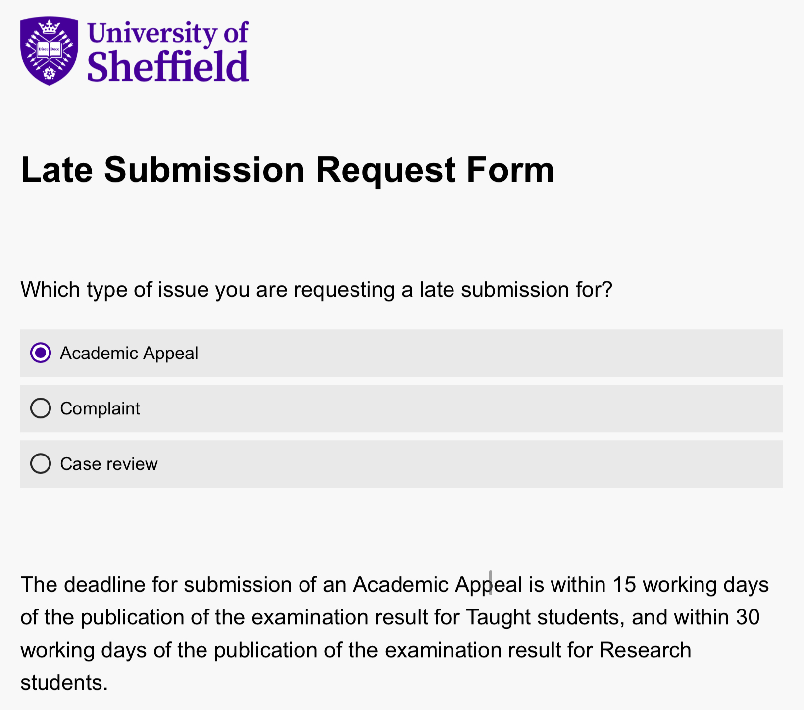 How to complete the late submission form - Sheffield Students' Union